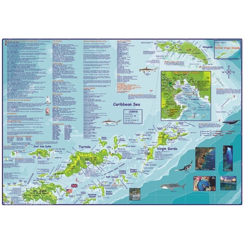 British Virgin Islands -FOLDED Dive Map